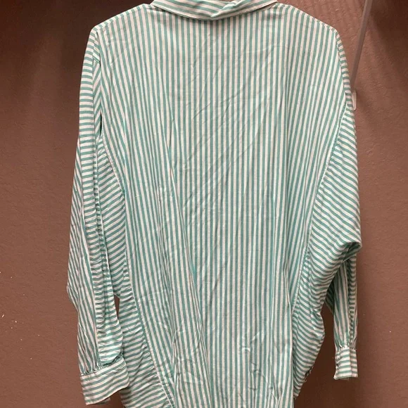Avon | Tops | Vintage Avon Green And White Striped Long Sleeve Shirt ...